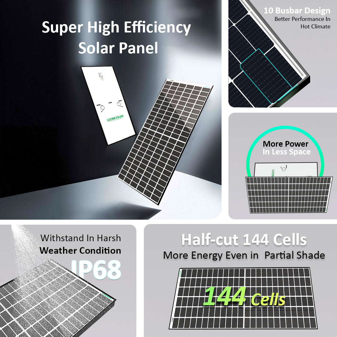 Loom Solar Panel - Shark 550 Watt - Mono Perc, 144 Cells, Half Cut